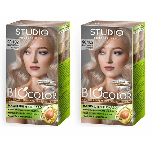 Studio Professional Essem Hair Краска для волос "BIOcolor", тон 90.102 Платиновый блондин, 50/50/15 мл, 2 уп