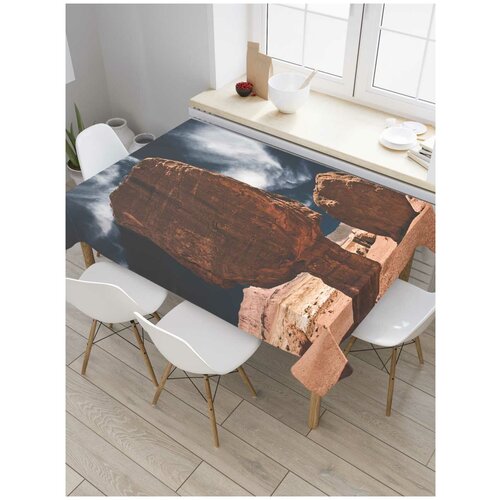 Скатерть прямоугольная JoyArty на кухонный стол "Чудные камни" из оксфорда, 180x145 см