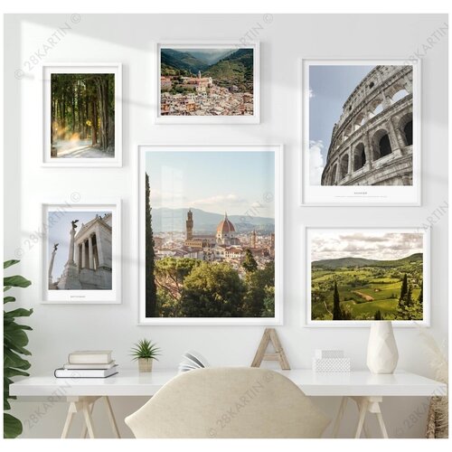 6 картин постеров без рамки на стену "Италия" декор для интерьера / Набор картин в подарочном тубусе
