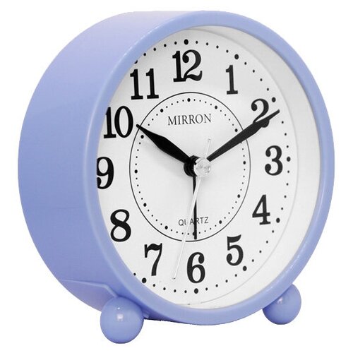 Классический настольный будильник MIRRON 7020 СН/Часы в спальню/Круглый будильник/Часы для детской/Фиолетовый (лавандовый) цвет