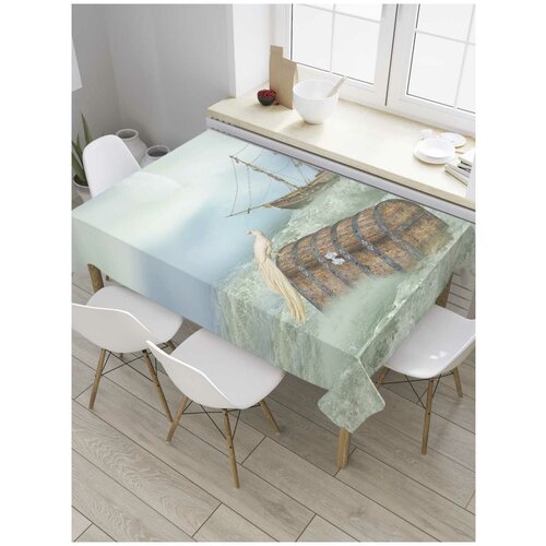 Скатерть прямоугольная JoyArty на кухонный стол "Сундук с парусника" из оксфорда, 120x145 см