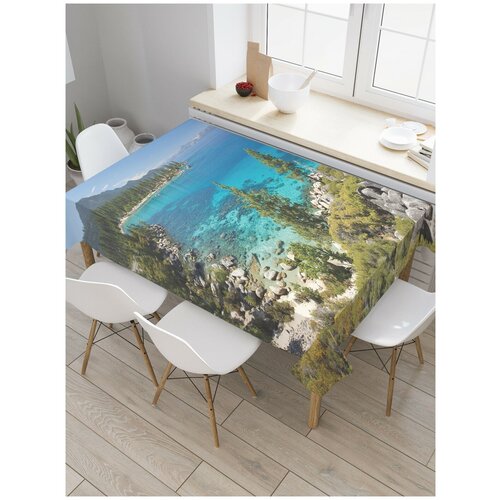 Скатерть прямоугольная JoyArty на кухонный стол "Каменное побережье" из оксфорда, 120x145 см