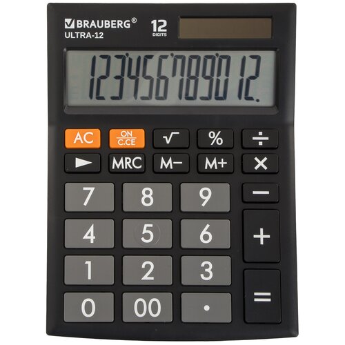 Калькулятор настольный BRAUBERG Ultra-12, черный