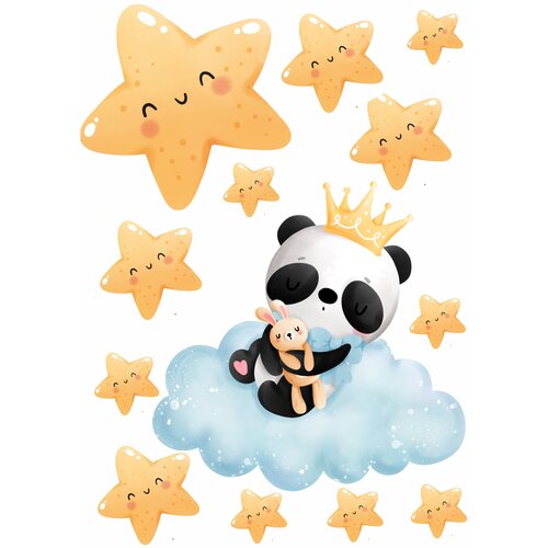 Наклейка интерьерная детская "Панда в звёздах"