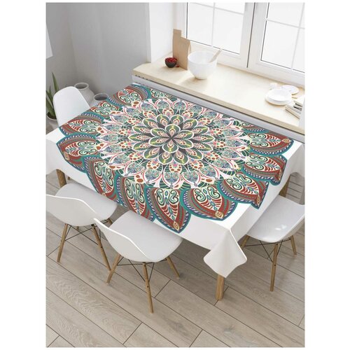 Скатерть прямоугольная JoyArty на кухонный стол "Цветочные традиции" из оксфорда, 180x145 см