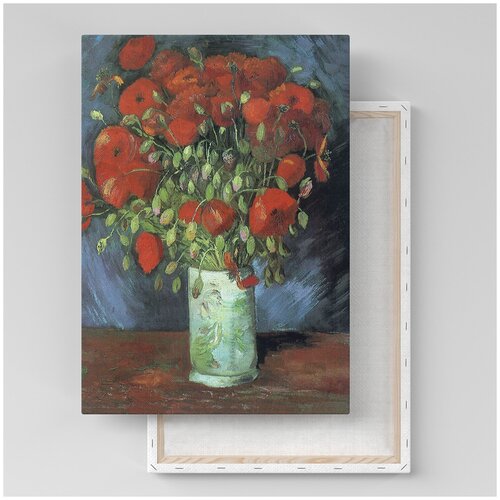 Картина на холсте с подрамником / Van Gogh - Vase with Red Poppies, 1886 / Ван Гог
