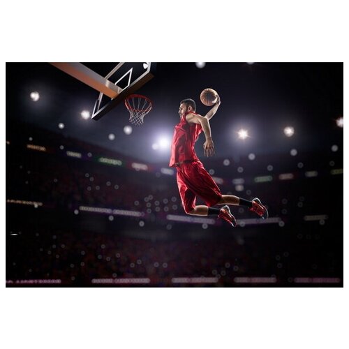 Постер на холсте Баскетболист в прыжке №2 45см. x 30см.