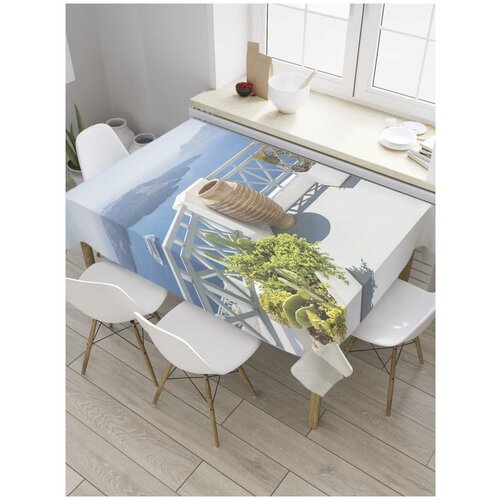Скатерть прямоугольная JoyArty на кухонный стол "Отдых на террасе" из оксфорда, 120x145 см