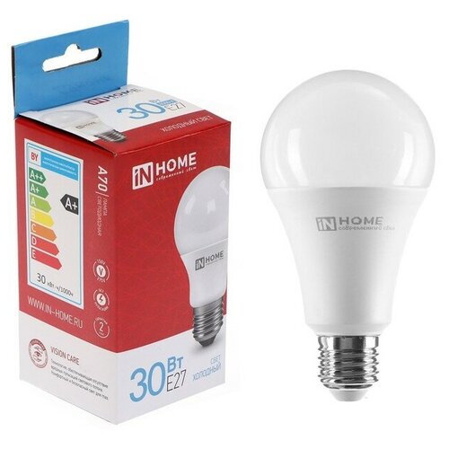 Лампа светодиодная IN HOME LED-A70-VC, Е27, 30 Вт, 230 В, 6500 К, 2850 Лм