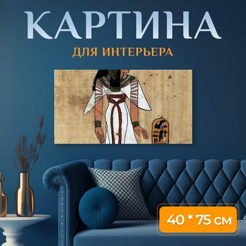 Картина на холсте "Папирус, фараон, старый" на подрамнике 75х40 см. для интерьера
