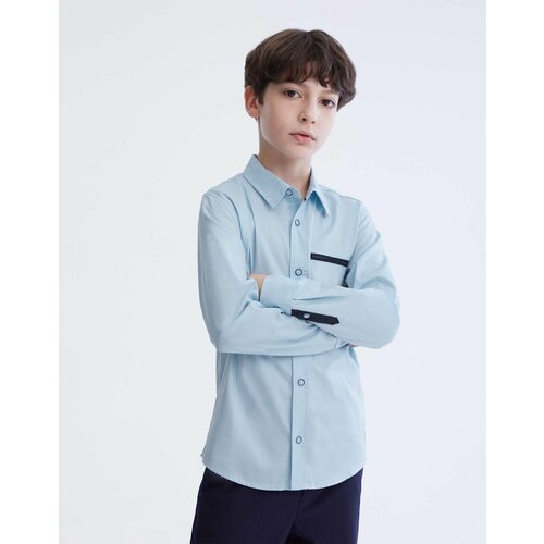 Школьная рубашка Gloria Jeans, размер 6-7л/122 (31), голубой