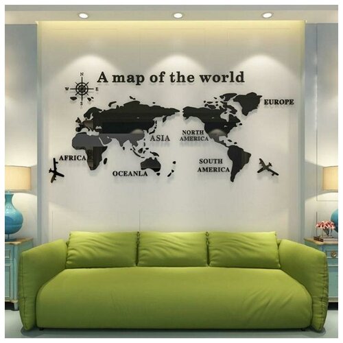 Декор настенный Карта мира, 105 х 230 см
