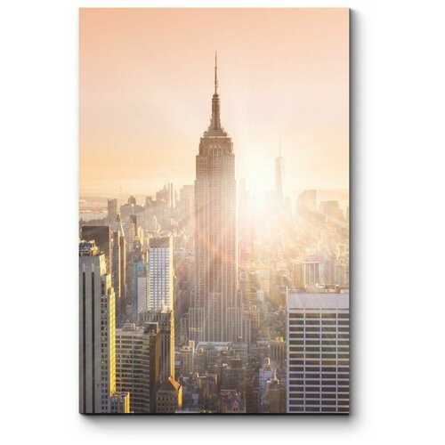 Модульная картина Небоскребы Манхэттена в последних лучах солнца, Нью-Йорк 30x45