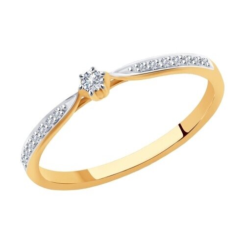 Кольцо помолвочное Diamant online, золото, 585 проба, бриллиант, размер 16, бесцветный