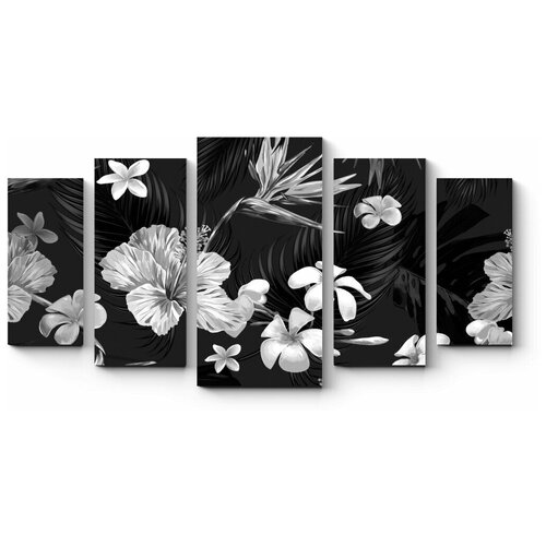 Модульная картина Черно-белый цветочный узор 160x88