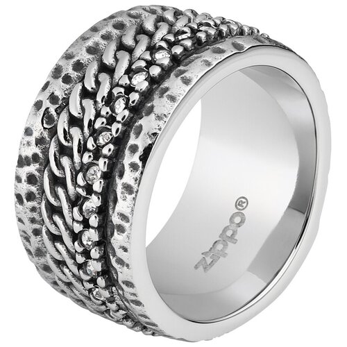 Кольцо плетеное Zippo, размер 22.3, серебряный, черный