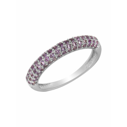 Перстень, серебро, 925 проба, родирование, аметист, размер 18.5, серебряный, фиолетовый