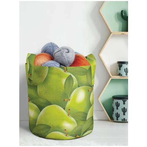 Текстильный мешок горшок для рассады и цветов, из войлока гроубэг JoyArty "Зеленые яблоки" 19 л