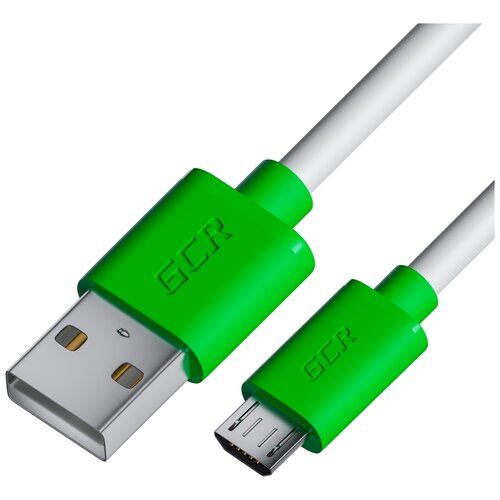 Кабель GCR USB - microUSB (GCR-UA1U), 1 м, белый/зеленый