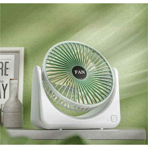 Портативный настольный вентилятор SOFA_DI цвет зеленый с белым/Вентилятор для дома, офиса, дачи и путешествий/ Мини вентилятор