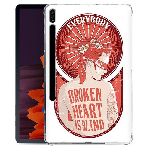 Чехол задняя-панель-накладка-бампер MyPads девушка разбитое сердце для Samsung Galaxy Tab S7+ plus 12.4 SM-T970/T975 (2020)/Samsung Galaxy Tab S8 Plus (SM-X800N) 2022 противоударный