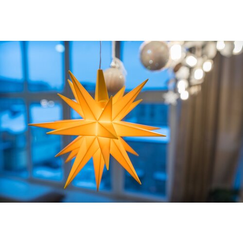 Декоративный светильник Гернгутская звезда (13см), жёлтая, светодиодная