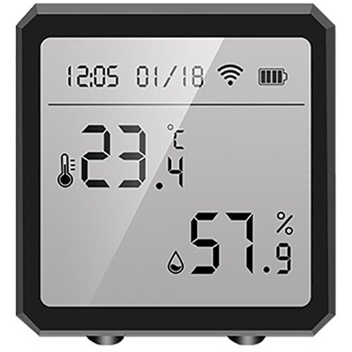 Датчик температуры и влажности WiFi, Комнатный гигрометр-термометр, Черный