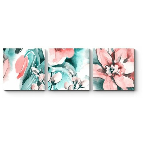 Модульная картина Нежные цветы на водном фоне180x60