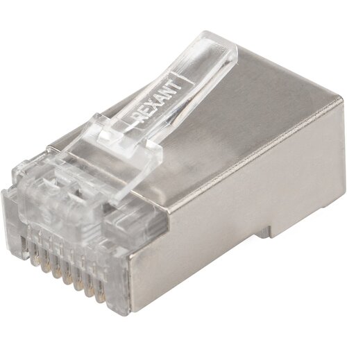 Разъем сетевой Rexant LAN на кабель, штекер 8Р8С (Rj-45), под обжим, в экране, 10 штук в упаковке