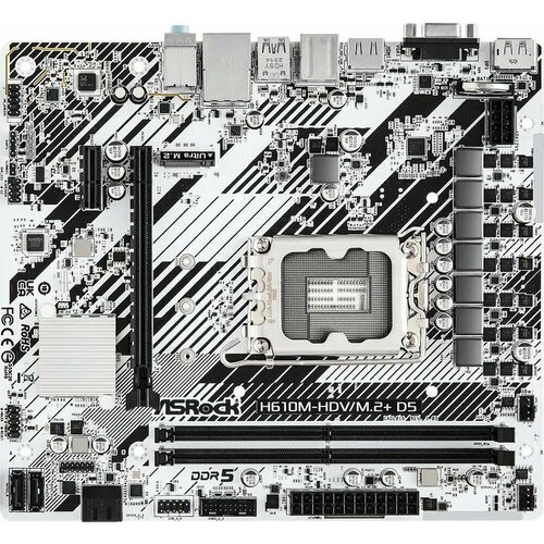 Материнская плата ASROCK H610M-HDV/M.2+ D5, LGA 1700, Intel H610, mATX, Ret