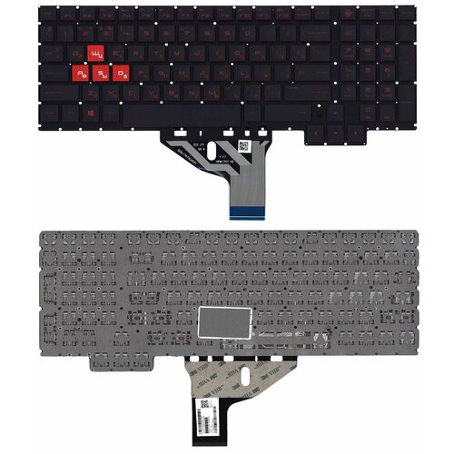 Клавиатура для HP Omen 15-CE черная с красной подсветкой