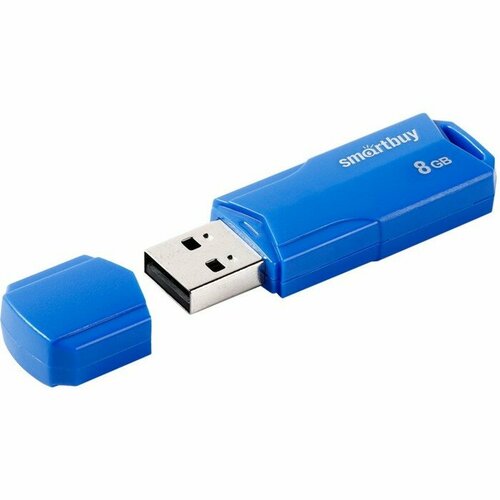 Флешка Smartbuy 8GBCLU-BU, 8 Гб, USB2.0, чт до 25 Мб/с, зап до 15 Мб/с, синяя