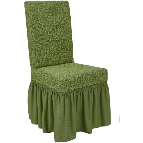 Чехлы на стулья со спинкой на кухню универсальные Жаккард, цвет Зеленый светлый