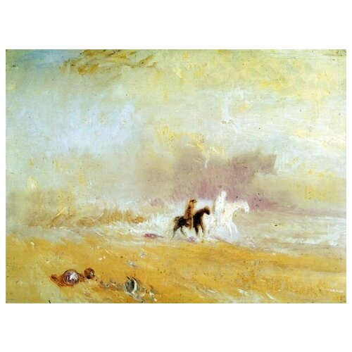 Репродукция на холсте Всадники на пляже (Riders on a Beach) Тёрнер Уильям 40см. x 30см.