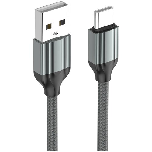 USB кабель LDNIO LS431 Type-C, длина 1м, максимальный ток 2.4А, нейлоновая оплетка, серый