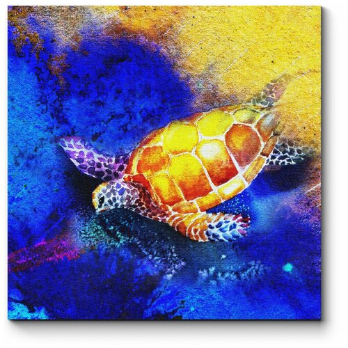 Модульная картина Морская черепаха, акварель 30x30