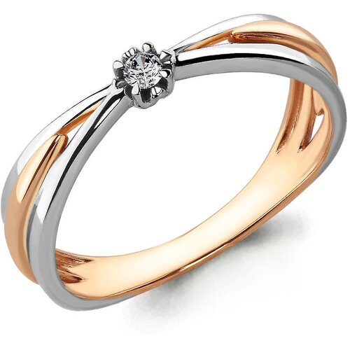 Кольцо помолвочное Diamant online, золото, 585 проба, бриллиант, размер 16.5