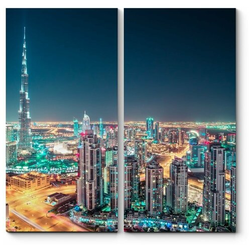 Модульная картина Сияющие огни Дубая 100x100