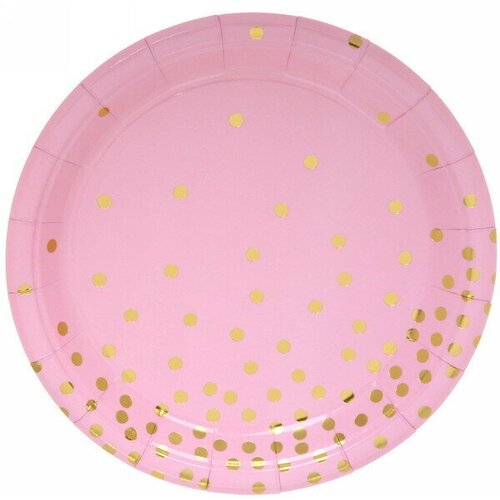 Тарелка бумажная 18 см в наборе 10 шт «Конфетти» ярко-розовая