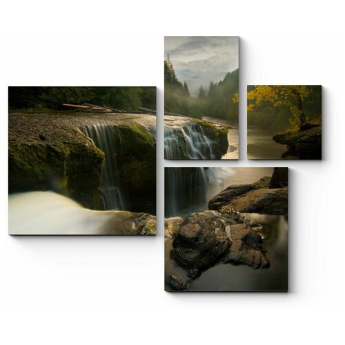 Модульная картина Лесной водопад 102x85