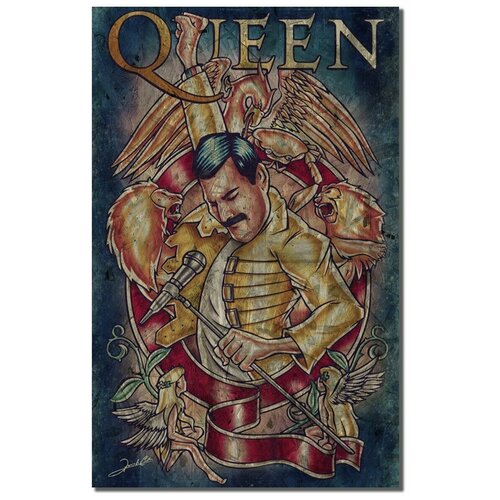 Картина интерьерная на рельефной доске, рисунок музыка queen квин фреди меркьюри - 5336 В