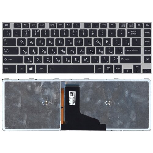 Клавиатура для ноутбука Toshiba Satellite M45T-A черная с серой рамкой и подсветкой