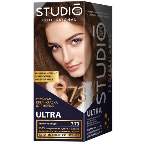 Essem Hair Studio Professional Ultra особо стойкая крем-краска для седых волос, 7.73 Янтарно-русый, 115 мл