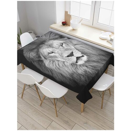 Скатерть прямоугольная JoyArty на кухонный стол "Мудрый лев" из оксфорда, 180x145 см
