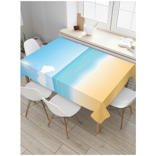 Скатерть прямоугольная JoyArty на кухонный стол "Море и пляж" из оксфорда, 180x145 см