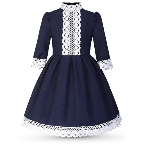 Школьное платье Alisia Fiori, размер 128/134, белый, синий