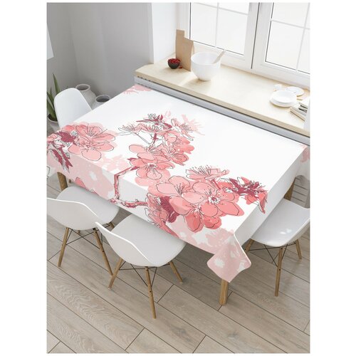 Скатерть прямоугольная JoyArty на кухонный стол "Призрачность весны" из оксфорда, 120x145 см