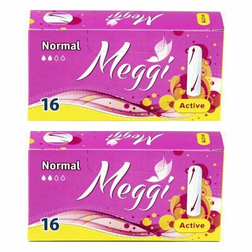 Тампоны Meggi, Normal Active, 16 шт в упаковке, 2 уп