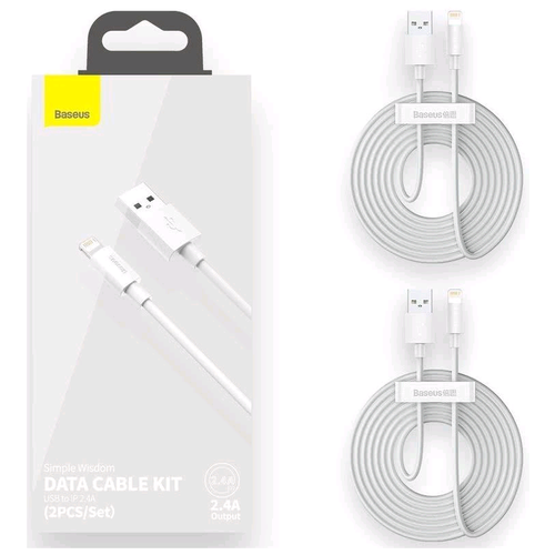 Аксессуар Baseus Simple Wisdom USB - Lightning 1.5m 2.4A White TZCALZJ-02