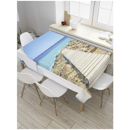 Скатерть прямоугольная JoyArty на кухонный стол "Арка на побережье" из оксфорда, 120x145 см